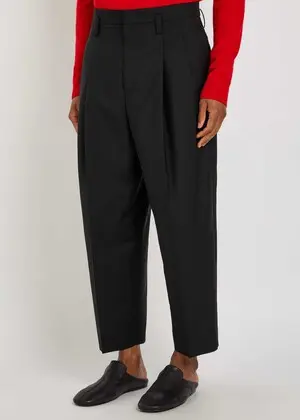 JIL SANDER Pleated Wool Trousers - Black
