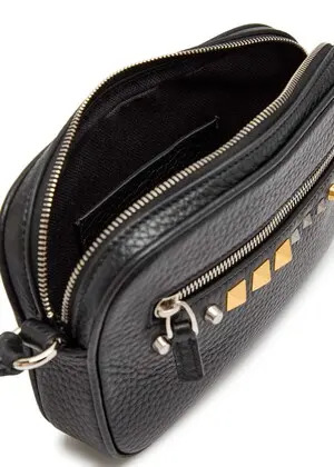 Valentino Garavani Mini Stud-embellished Grained Leather Cross-body Bag - Black