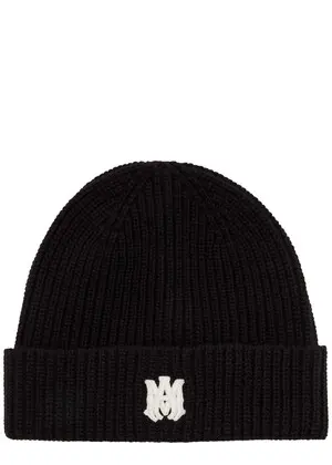Amiri Logo-embroidered Wool Beanie - Black