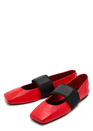 Givenchy Logo-appliquéd Leather Ballet Flats - Red