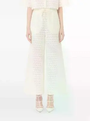 Valentino Garavani Fleurs A Jour Cotton Pants - Neutrals