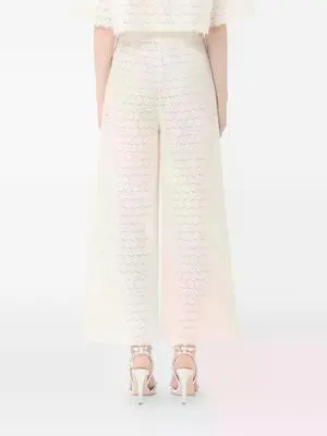 Valentino Garavani Fleurs A Jour Cotton Pants - Neutrals
