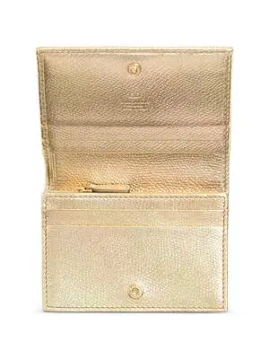 Valentino Garavani Vlogo Signature Wallet In Laminated Grainy Calfskin With Jewel Logo - Gold