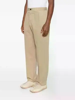 WHITE SAND Pleated Cotton Trousers