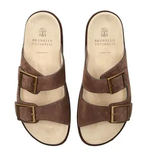 Brunello Cucinelli Suede Buckled Sandals - Brown