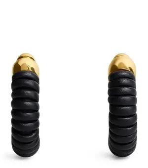 Alaïa Lambskin Tubular Hoop Earrings - Brown