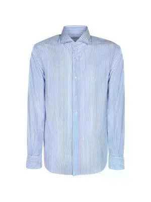 DELL'OGLIO Vertical-stripe Long-sleeve Shirt - Blue