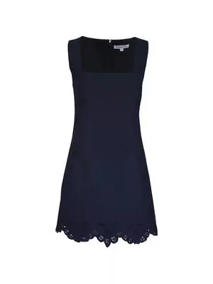 Veronica Beard Broderie Anglaise Scalloped Hem Dress - Blue