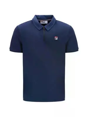 FILA Ettore Logo-patch Zip-fastening Polo Shirt - Blue