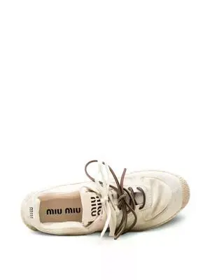 Miu Miu Ecru Panelled Sneakers
