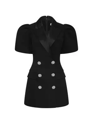 Rebecca Vallance Crystal-embellished Puff-sleeve Mini Dress - Black
