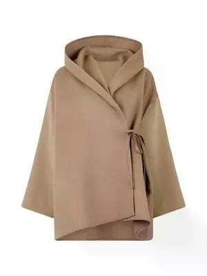 YVES SALOMON Hooded Wrap Coat - Brown