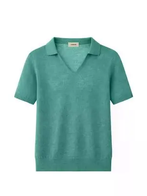 A PAPER KID Knitted V-neck T-shirt - Green