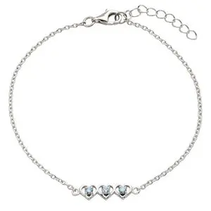 BELINDA JEWELZ Sterling Silver Triple Heart Aquamarine Bracelet - Silver/blue