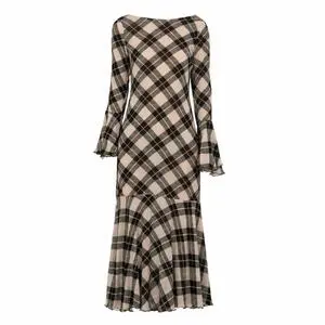 Carmen Says Geometric Print Midi Dress With Flared Cuffs