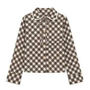 Carmen Says Geometric Print Shirt With Tie Neck And Lace Trim - Black