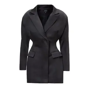 BLUZAT Hourglass Blazer Dress With Long Sleeves