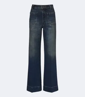 Victoria Beckham Alina Faded Wide-leg Jeans - Blue