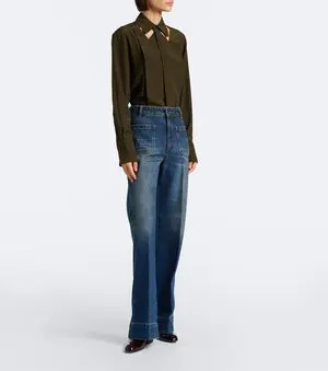 Victoria Beckham Alina Faded Wide-leg Jeans