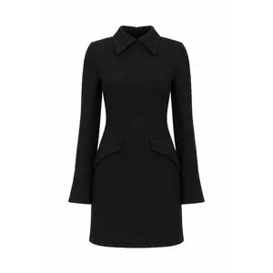 AMAANALUX Amanaalux Collar Boucle Structured Mini Dress