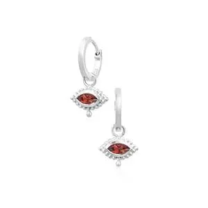 MOON LONDON Eye Garnet Gemstone Sterling Mini Hoop Earrings