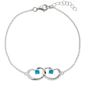 BELINDA JEWELZ Sterling Silver Swiss Blue Interlocking Hearts Bracelet - Silver/blue