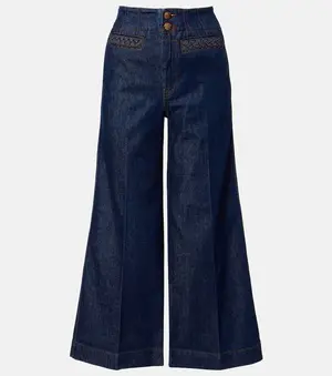 Zimmermann Aster Cropped Flared Jeans - Blue