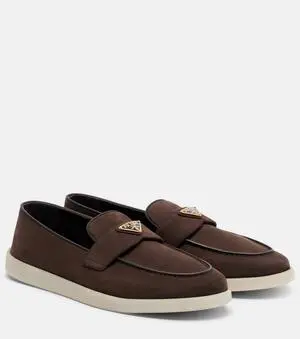 Prada Suede Penny Loafers - Brown