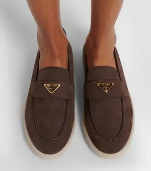 Prada Suede Penny Loafers - Brown
