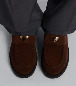 Prada Suede Penny Loafers - Brown