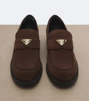 Prada Suede Penny Loafers - Brown