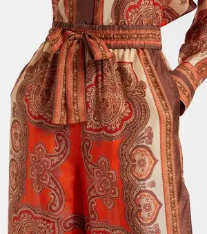 Zimmermann Mahon Paisley Silk Palazzo Pants - Brown