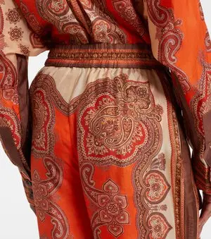 Zimmermann Mahon Paisley Silk Palazzo Pants - Brown