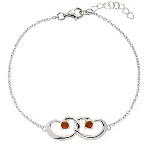 BELINDA JEWELZ Sterling Silver Garnet Interlocked Hearts Bracelet - Red/silver