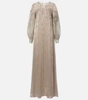Oscar De La Renta Embellished Silk-blend Gown