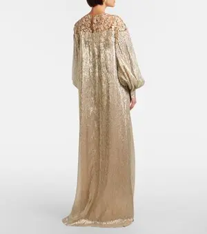 Oscar De La Renta Embellished Silk-blend Gown