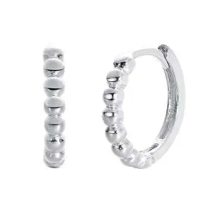 HARFI Sterling Beaded Huggie Hoop Earrings - Silver