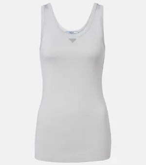 PRADA Prada Ribbed-Knit Cotton Tank Top