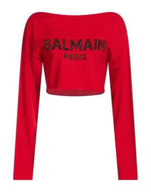Balmain Cropped Virgin Wool & Viscose Sweater