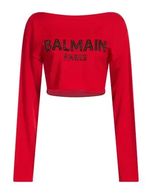 Balmain Cropped Virgin Wool & Viscose Sweater