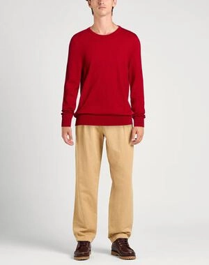 Isaia Light Wool Crewneck Sweater With Embroidered Logo - Red