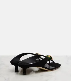 JIMMY CHOO Emeri Suede Thong Sandals - Black