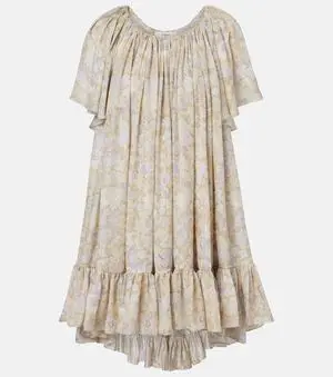Chloé Chloé Floral Silk Charmeuse Ruffled Minidress Multicoloured