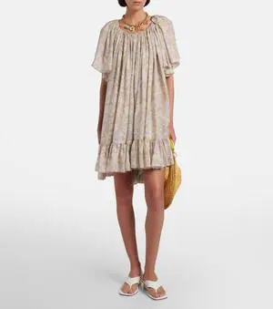 Chloé Floral Silk Charmeuse Ruffled Minidress - Multicoloured