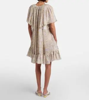 Chloé Floral Silk Charmeuse Ruffled Minidress - Multicoloured