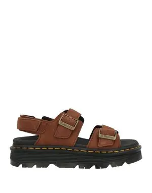 Dr. Martens Zebzag Tumbled Nubuck Leather Sandals With Buckle Fastening - Brown