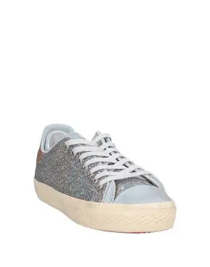 HIDNANDER Low-top Sneakers In Distressed Suede And Glittered Mesh