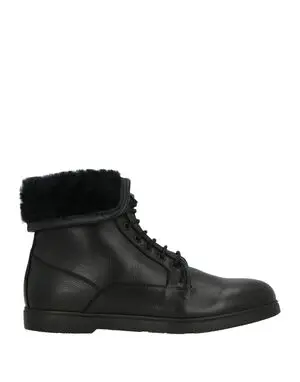 BALDININI Leather Ankle Boots With Shearling Trim