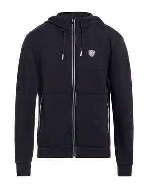 EA7 Polyester, Viscose, Elastane Hooded Zip-up Sweatshirt - Blue