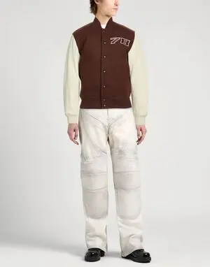 DIESEL® Wool, Nylon, And Cow Leather Varsity Jacket